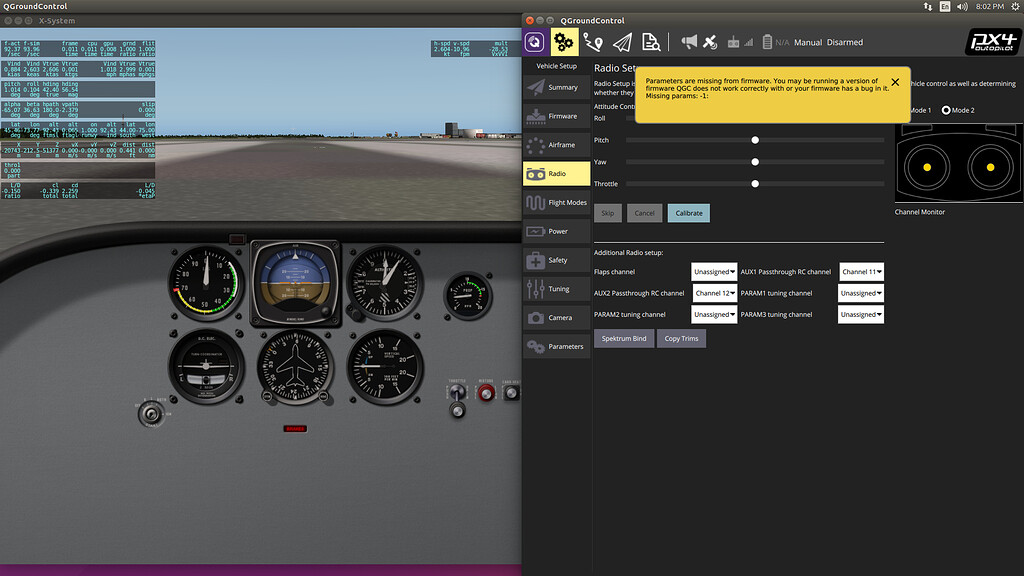 Parameters are missing from firmware : -1: - Using QGroundControl ...