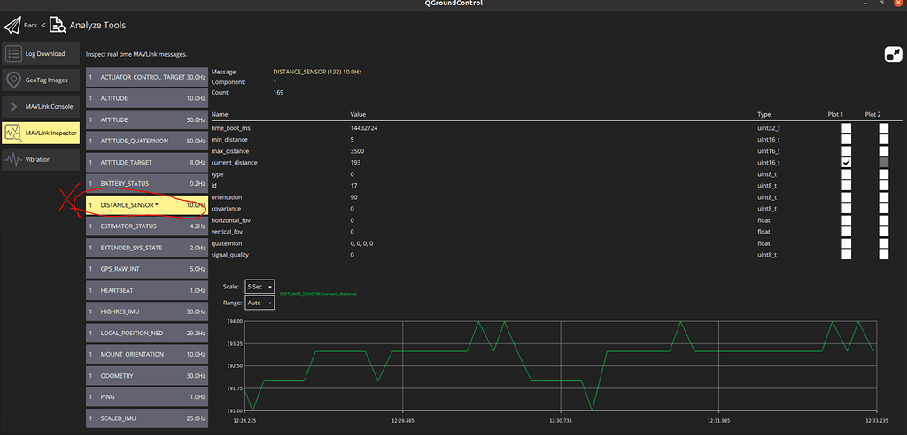Cannnot find the distance_sensor in the QGround control ...