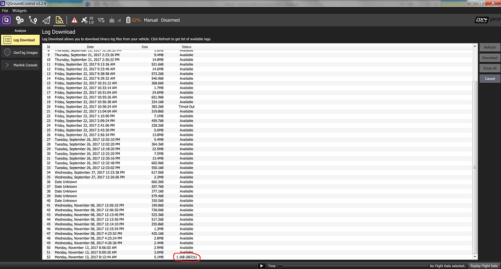 Flight Log Downloads Timeout Cant Access Flight Data Using Qgroundcontrol Discussion Forum