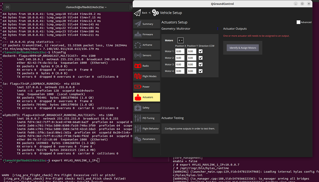 "Actuator Output" section is empty in QGC "Actuators" tab ...