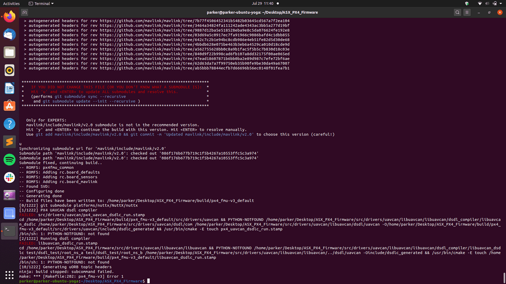 Unable to run "make px4_fmu-v3" on a Custom github branch - Discussion Forum for PX4, Pixhawk ...