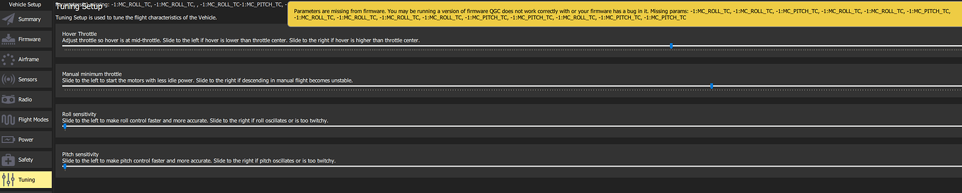 Pixhawk Mini Is Missing Tuning Parameters Px4 Autopilot Discussion