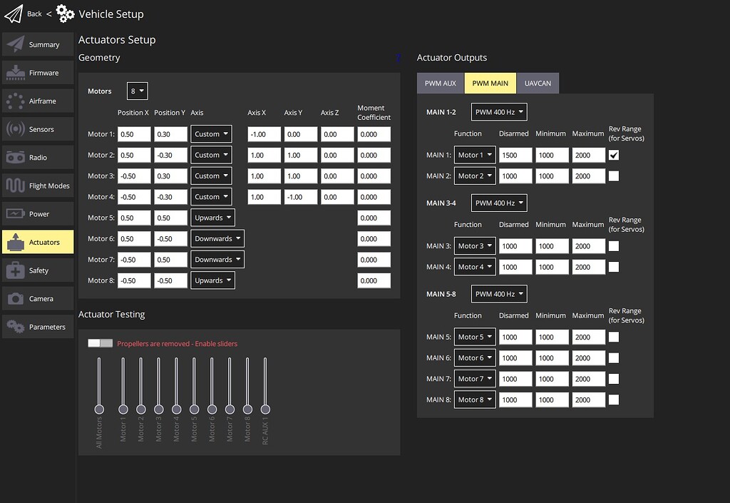 How can I move the actuators in both forward and reverse directions ...