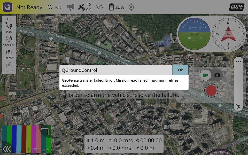 GeoFence transfer failed. Error: Mission read failed, maximum retries ... GeoFence transfer failed. Error: Mission read failed, maximum retries ...