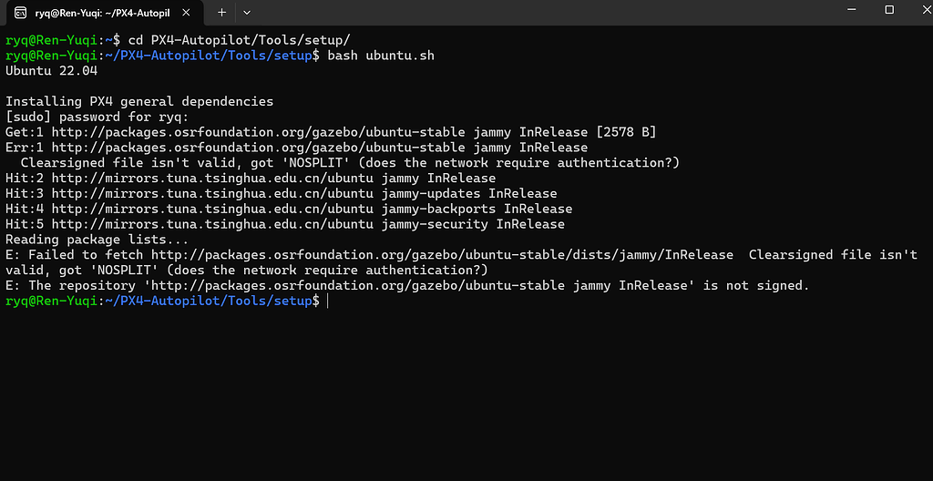 Ubuntu.sh Error - PX4 Autopilot - Discussion Forum for PX4, Pixhawk, QGroundControl, MAVSDK, MAVLink