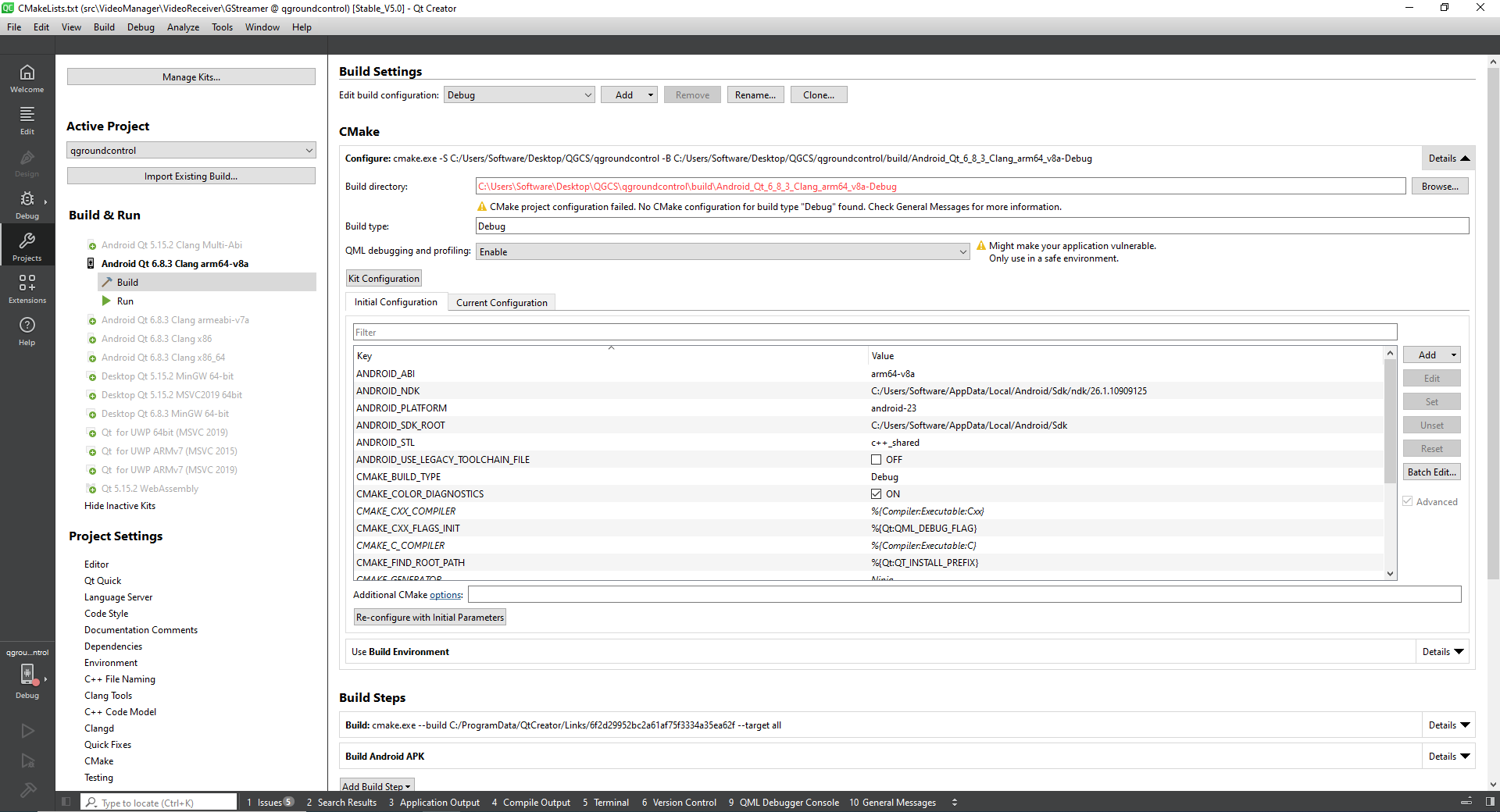 Build error of Qt 6.8.3 and Qgcs Stable V5.5 for Android developement - Discussion Forum for PX4 ...